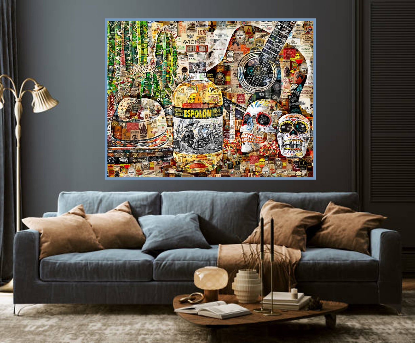 Liquor Art Collage Poster Gift Print - Tequila Espolon With Guitar and ...