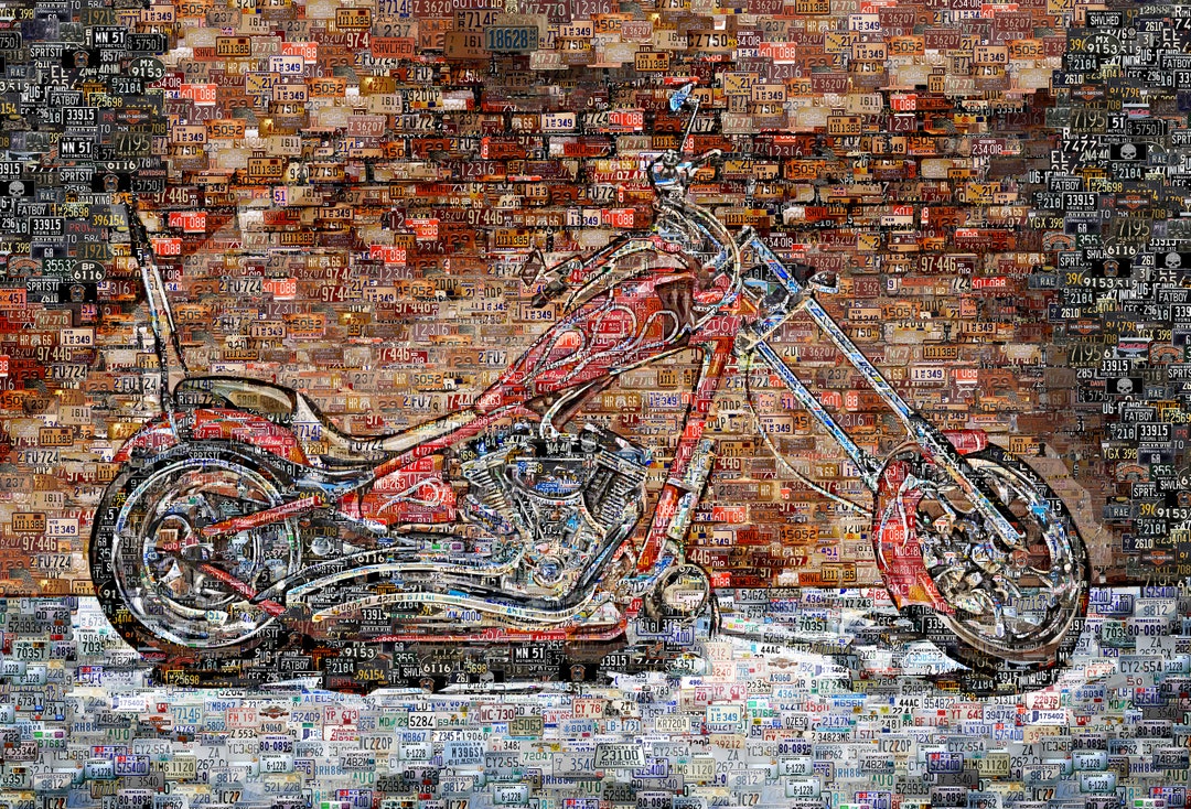 Old America. Harley. Digital Art Collage Poster Gift Print - Bike by ...
