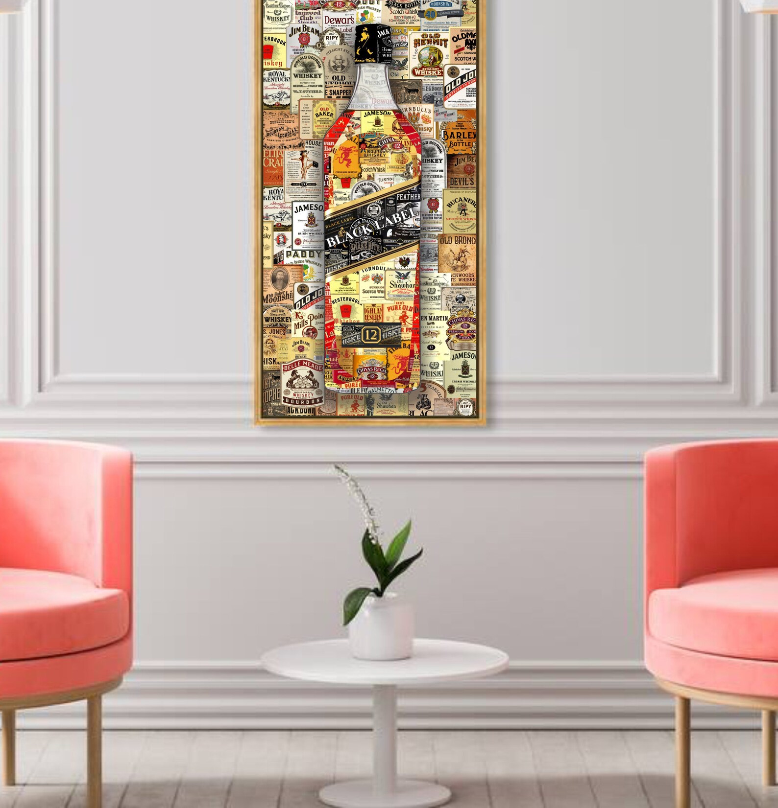 Liquor Art Collage Poster Gift Print - Whiskey Black Label - Made Out ...