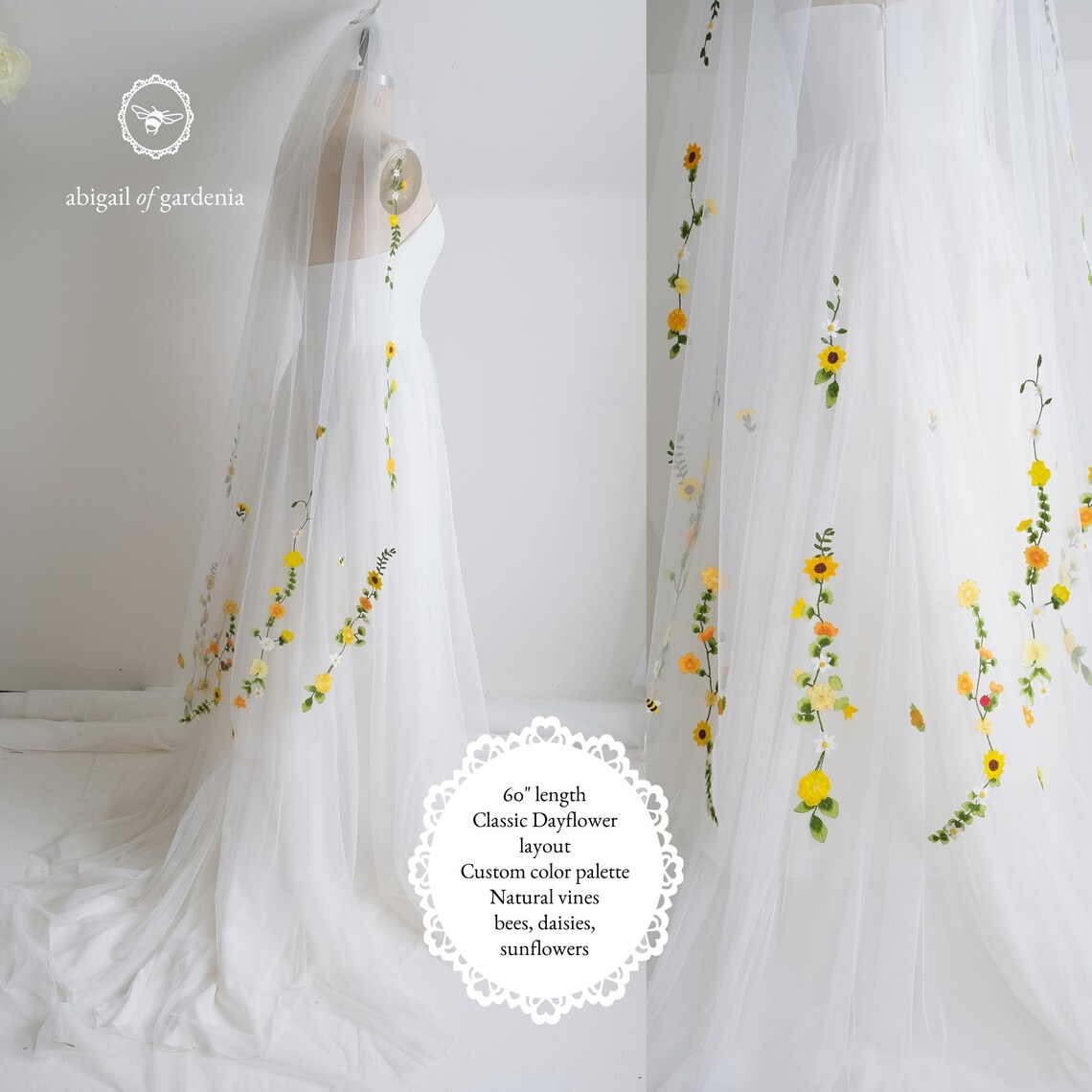 Customizable Sunflower Wedding Veil: Wildflower Bridal Veil - Etsy