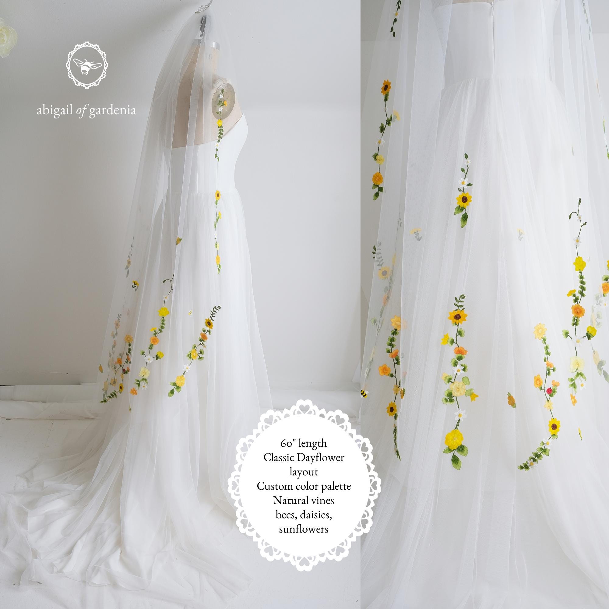 Customizable Sunflower Wedding Veil: Wildflower Bridal Veil - Etsy