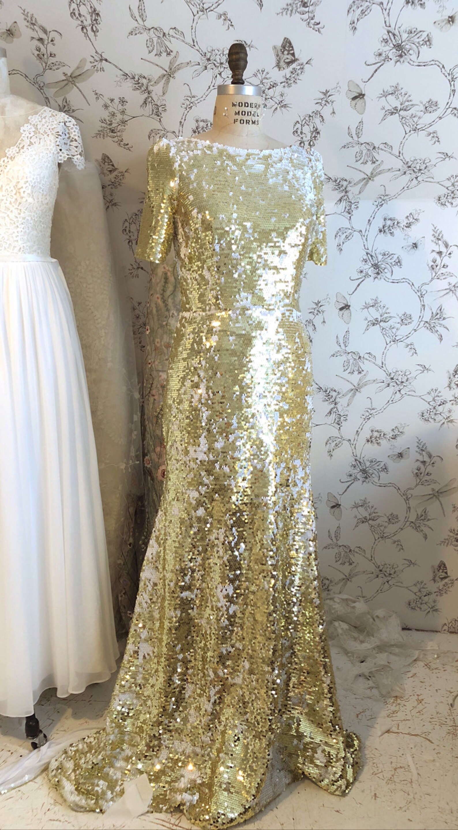 Gold Sequin Wedding Gown Daystar Dress Sequin Wedding Dress - Etsy UK