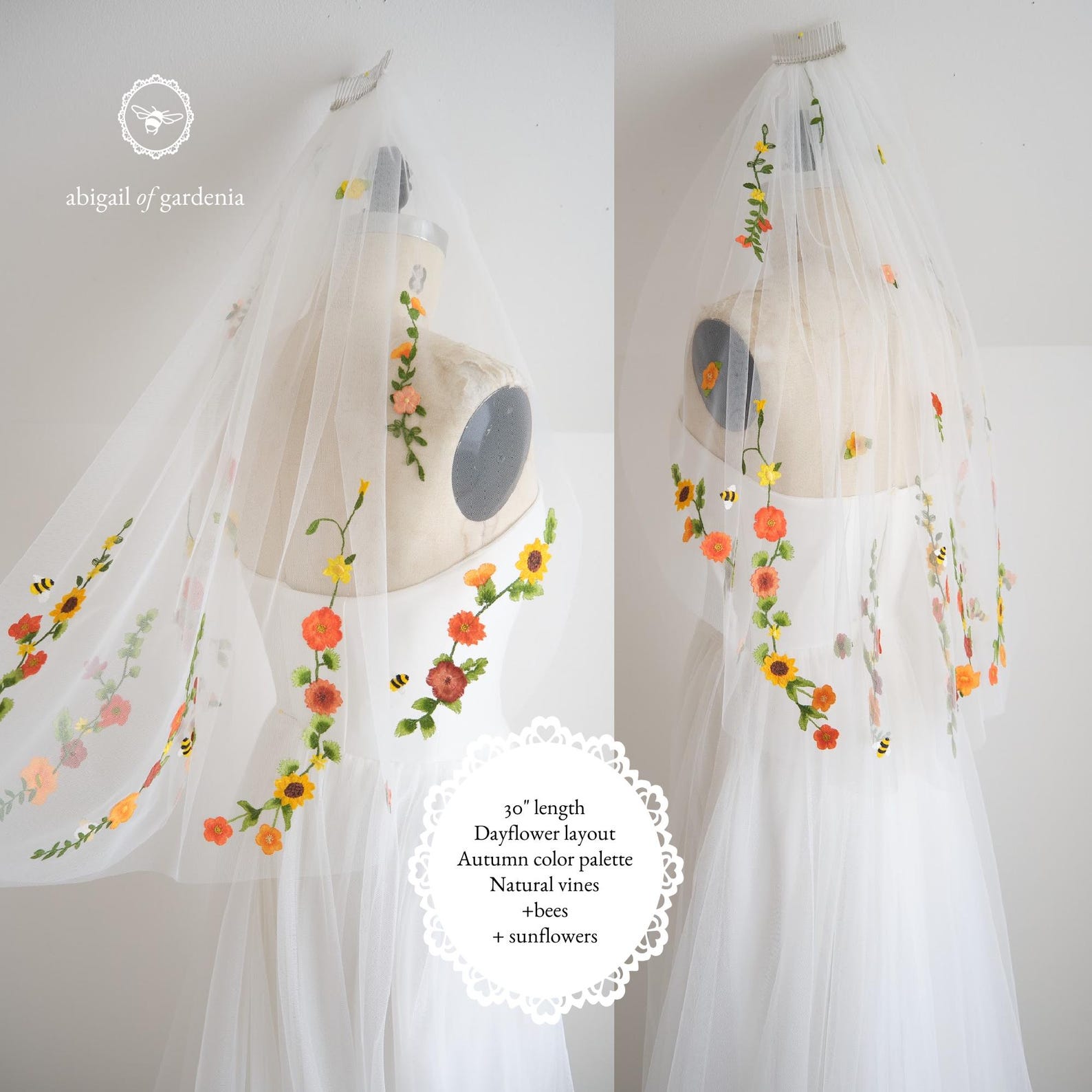 Customizable Sunflower Wedding Veil: Wildflower Bridal Veil - Etsy