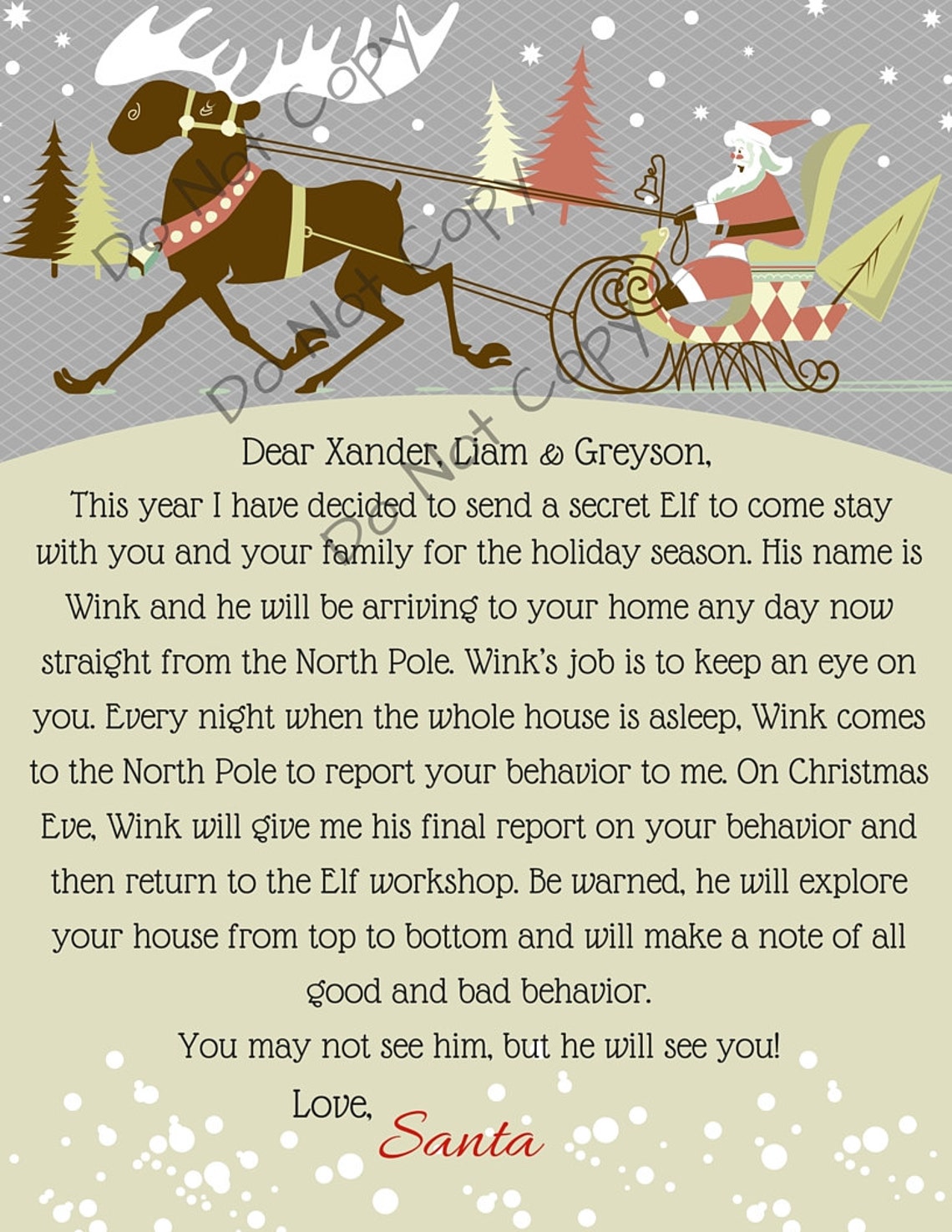 Custom Personalized Letter From Santa or Elf Letter - Etsy