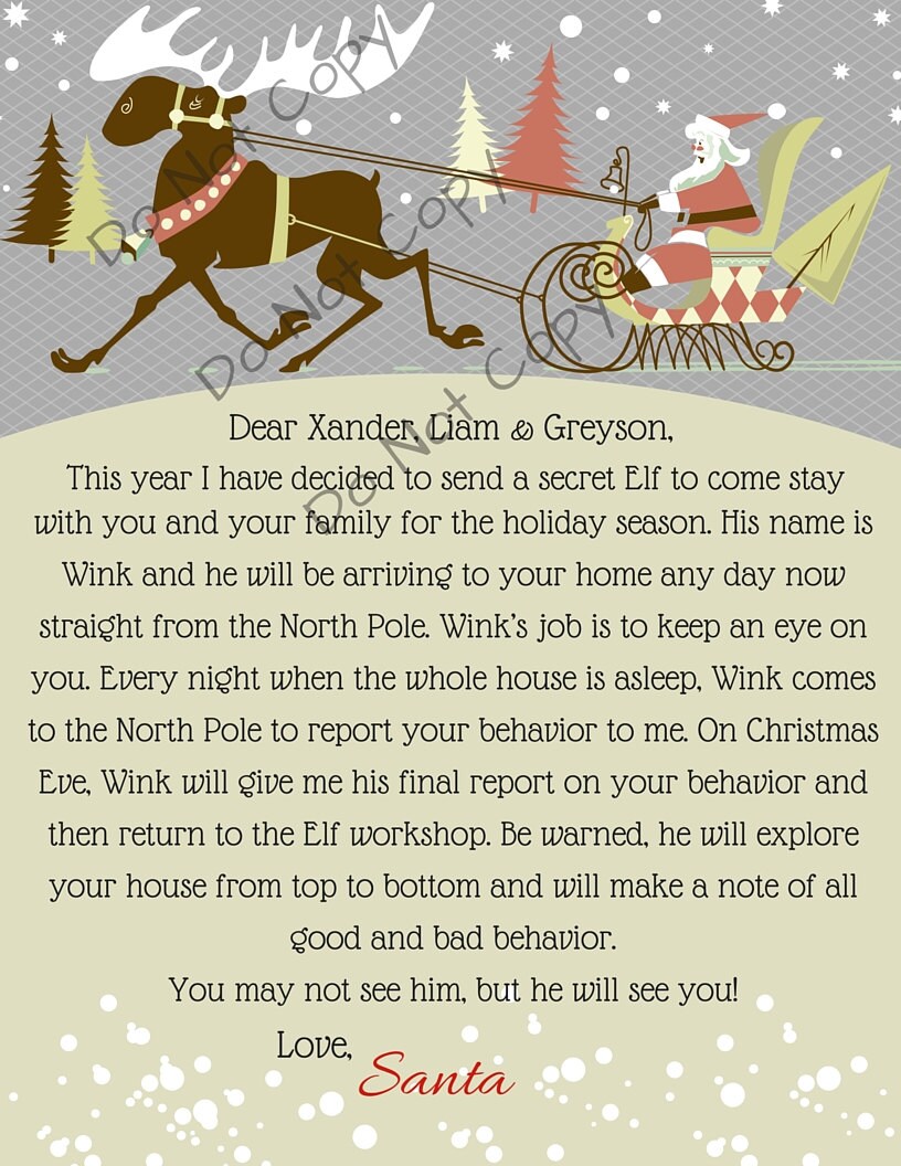 Custom Personalized Letter From Santa or Elf Letter - Etsy