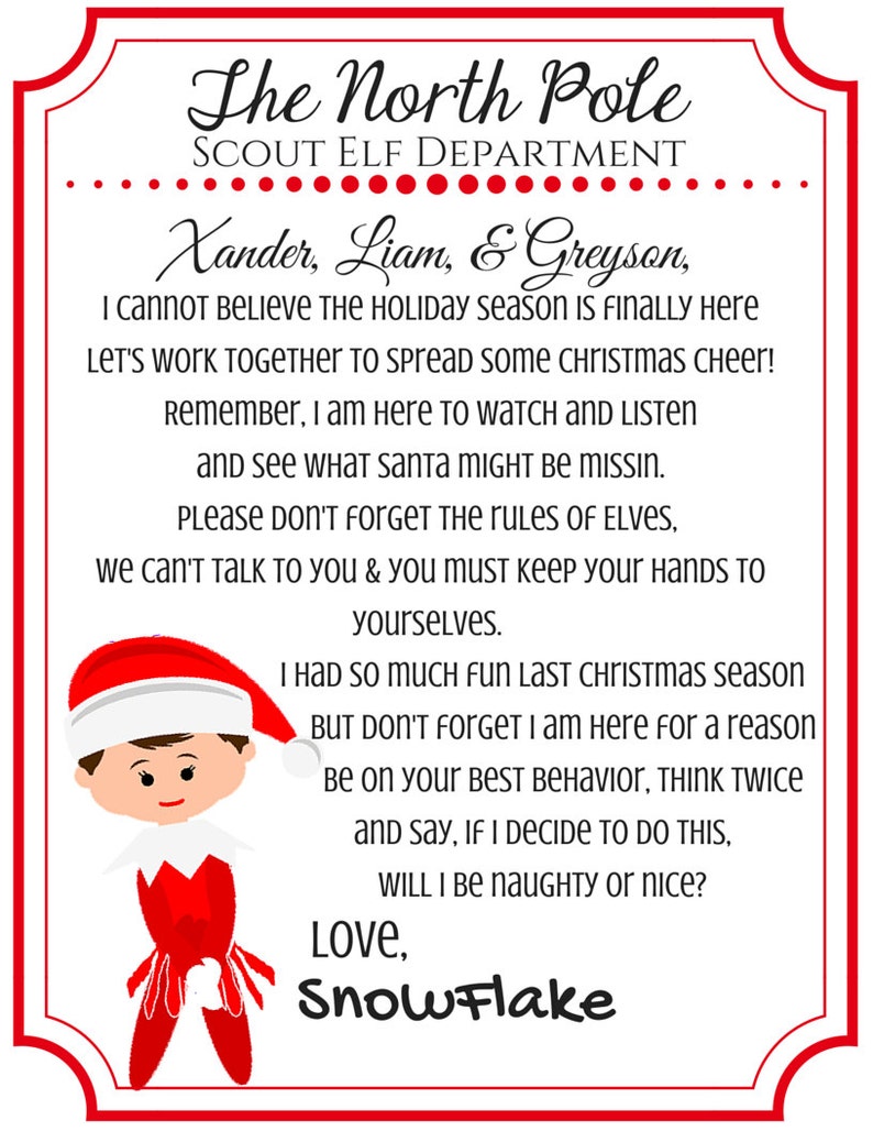 Elf Letter Bundle - Return Letter & Departure Letter From Your Scout ...
