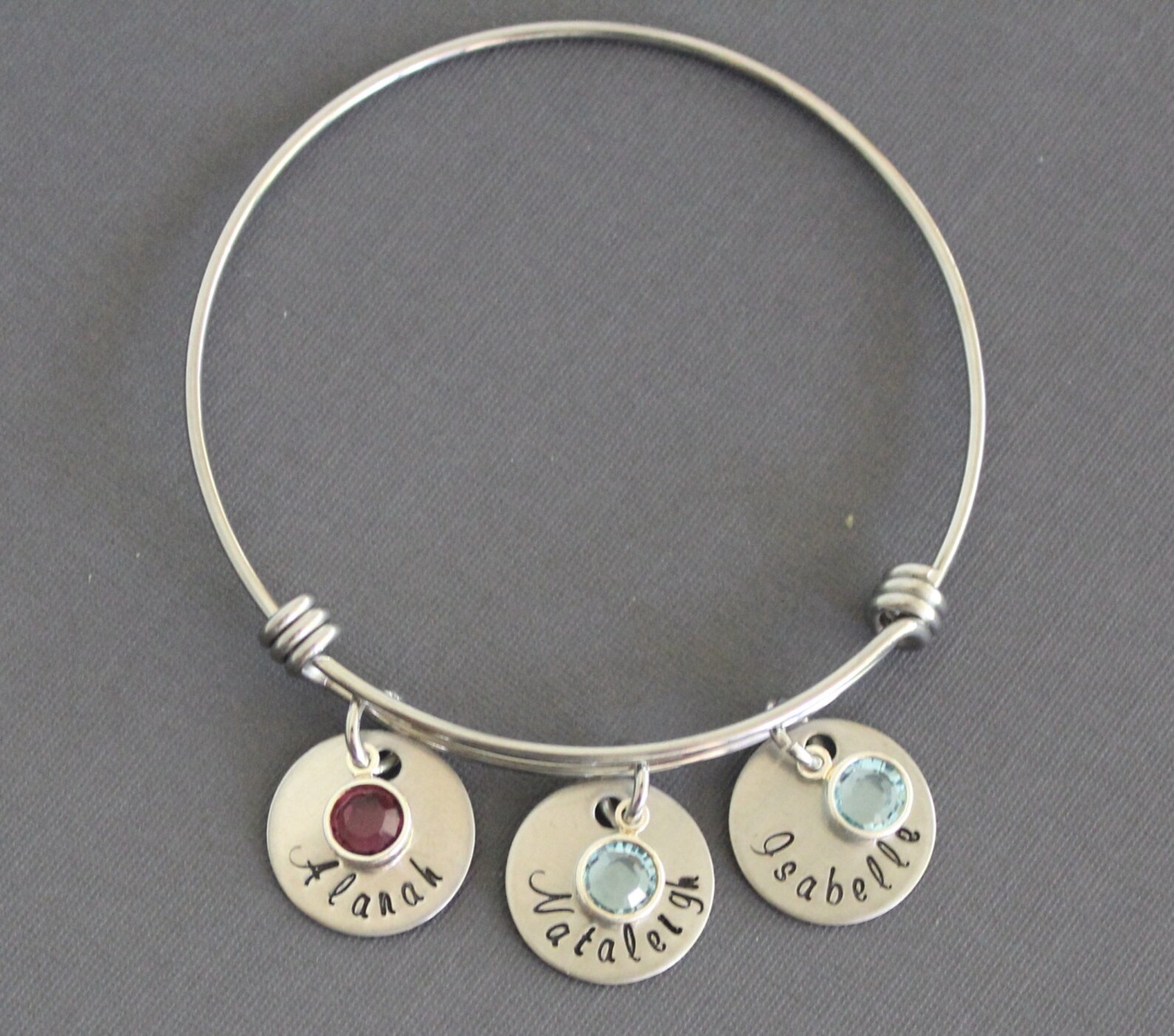 Personalized Bangle Bracelet, Expandable Bangle, Name and Birthstone ...