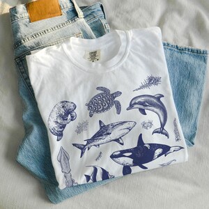 Vintage Handdrawn Ocean Sea Animals Aquatic Life Aquarium Vintage Super ...