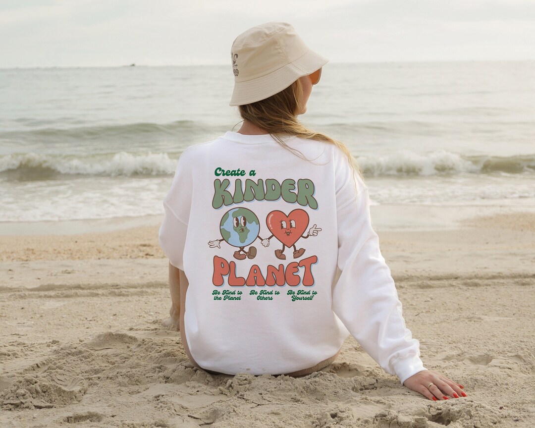 Create a Kinder Planet Earth Day Ultra Cozy Retro Drop Shoulder Graphic ...