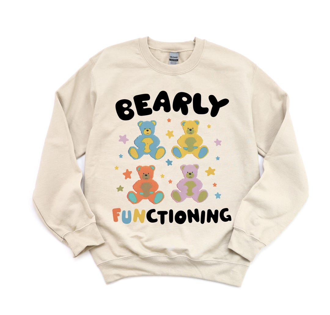 Bearly Functioning Cute Vintage Teddy Bears 1980's Funny Meme Shir Style Cottage Core Ultra Cozy ...