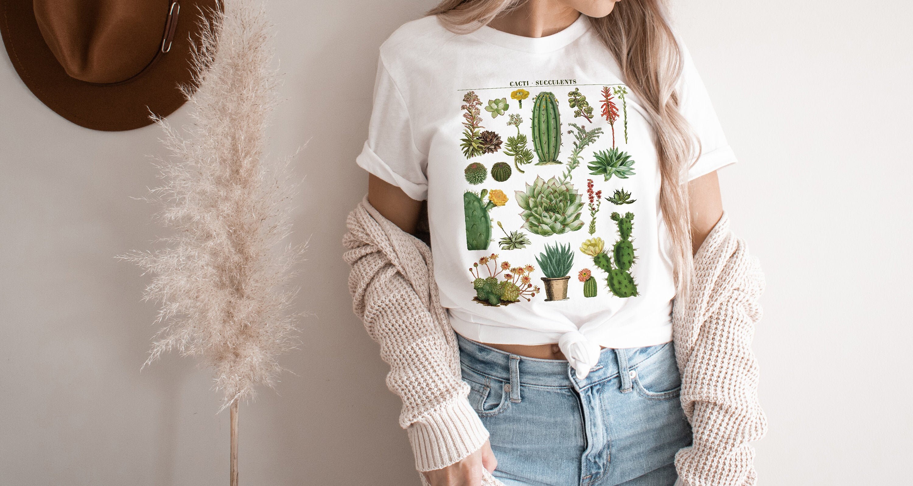 Cacti Succulents cactus Floral Name Chart Soft Graphic Tee | Etsy