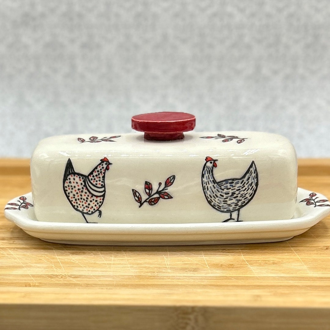Butter Dish, European-style Ceramic Butter Dish, Lid and Handle ...