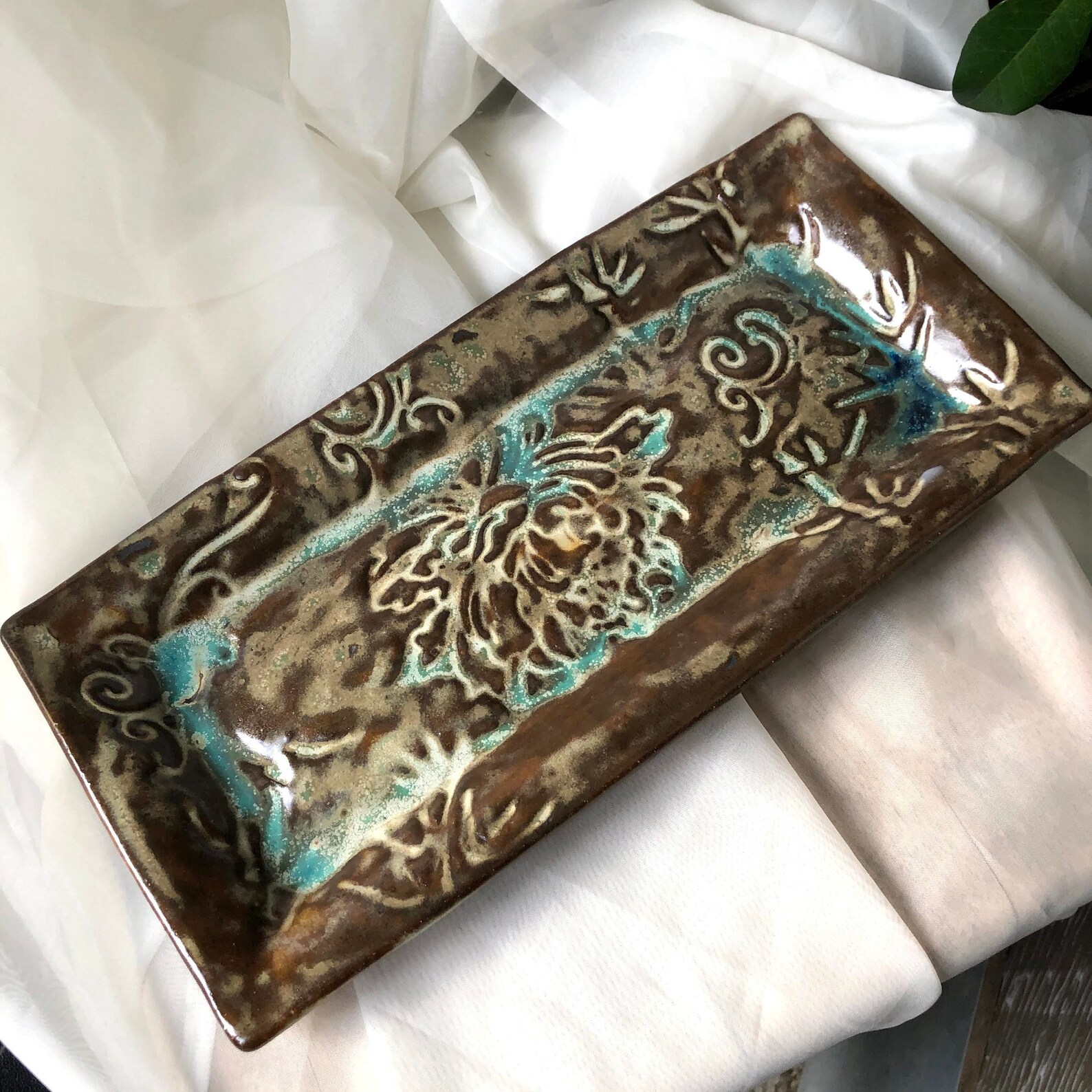 Handmade Ceramic Serving Tray Handmade Stoneware Tray Green - Etsy