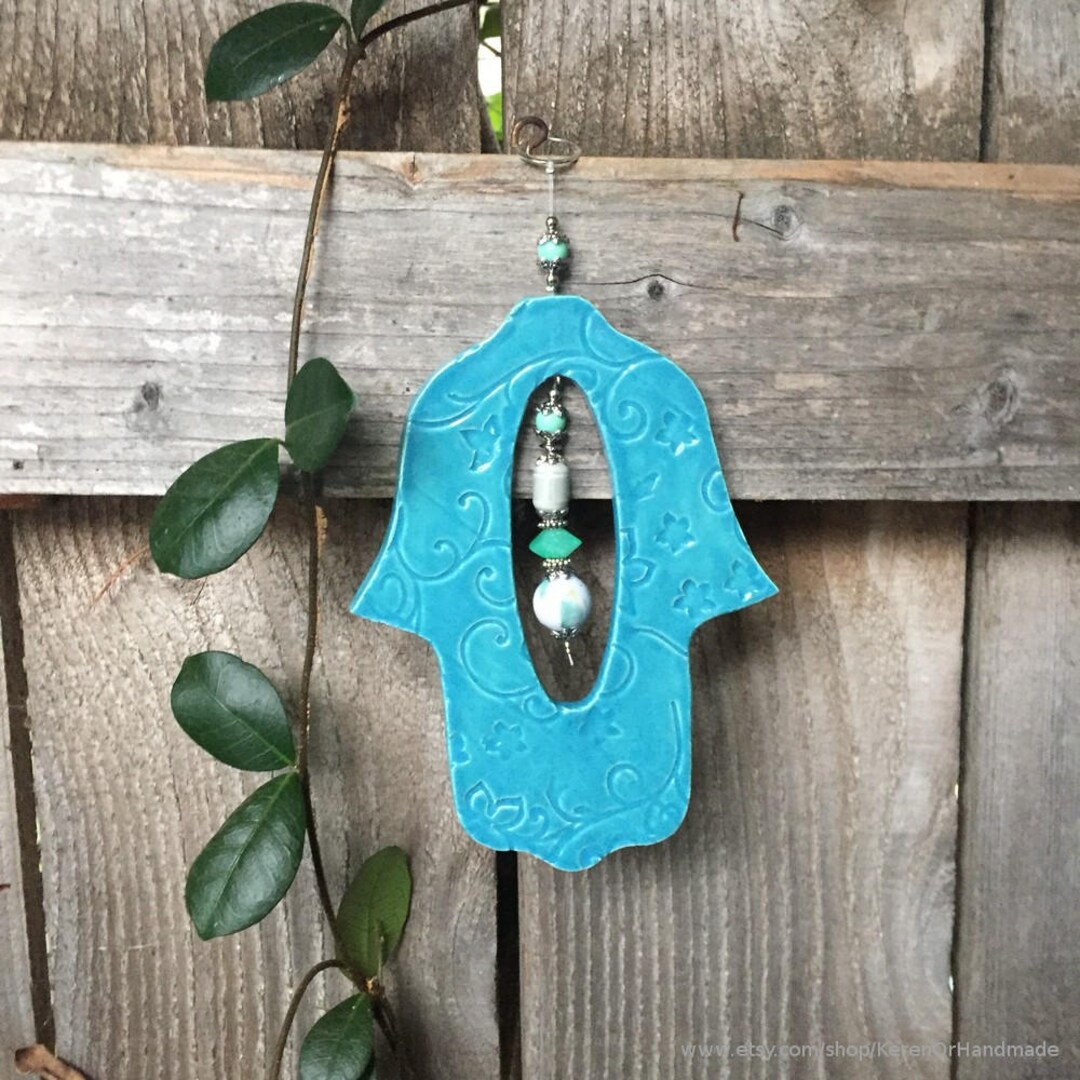 Hamsa,ceramic Hamsa Hand, Ceramic Hamsa, Wall Hamsa, Evil Eye ...