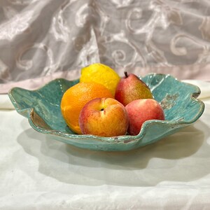 Large Ceramic Bowl, Handcrafted Clamshell-style Green Bowl, Table ...