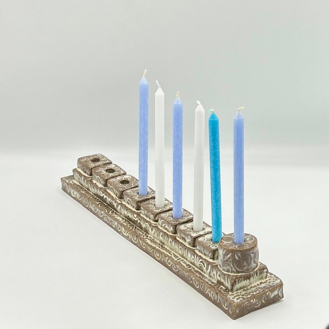 Ceramic Heirloom Menorah, Handcrafted Ceramic Hanukkah Lighting Menorah ...