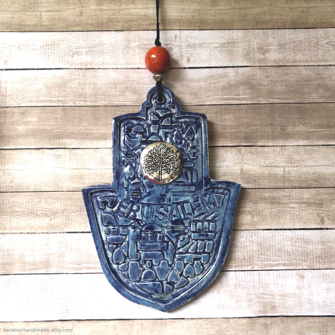 Hamsa Hand Ceramic Jerusalem Art Khamsa Wall Hanging Khamsa Tree of ...