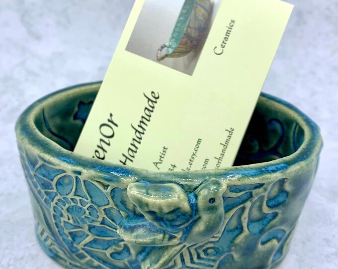 Business Cards Holder Display Pottery, Handmade Pottery Business Card ...