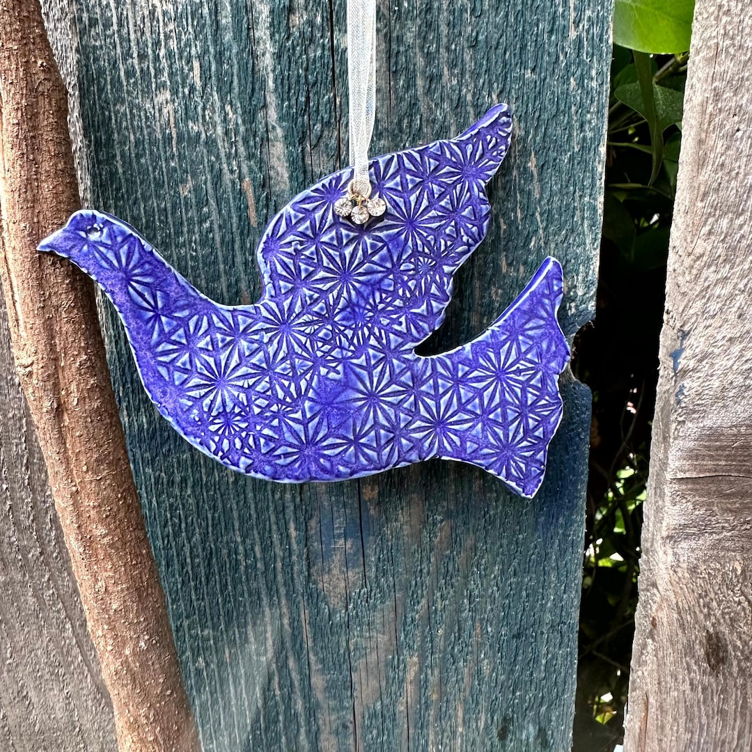 Dove Ornament, Handcrafted Ceramic Dove Ornament, Handcrafted Flying ...