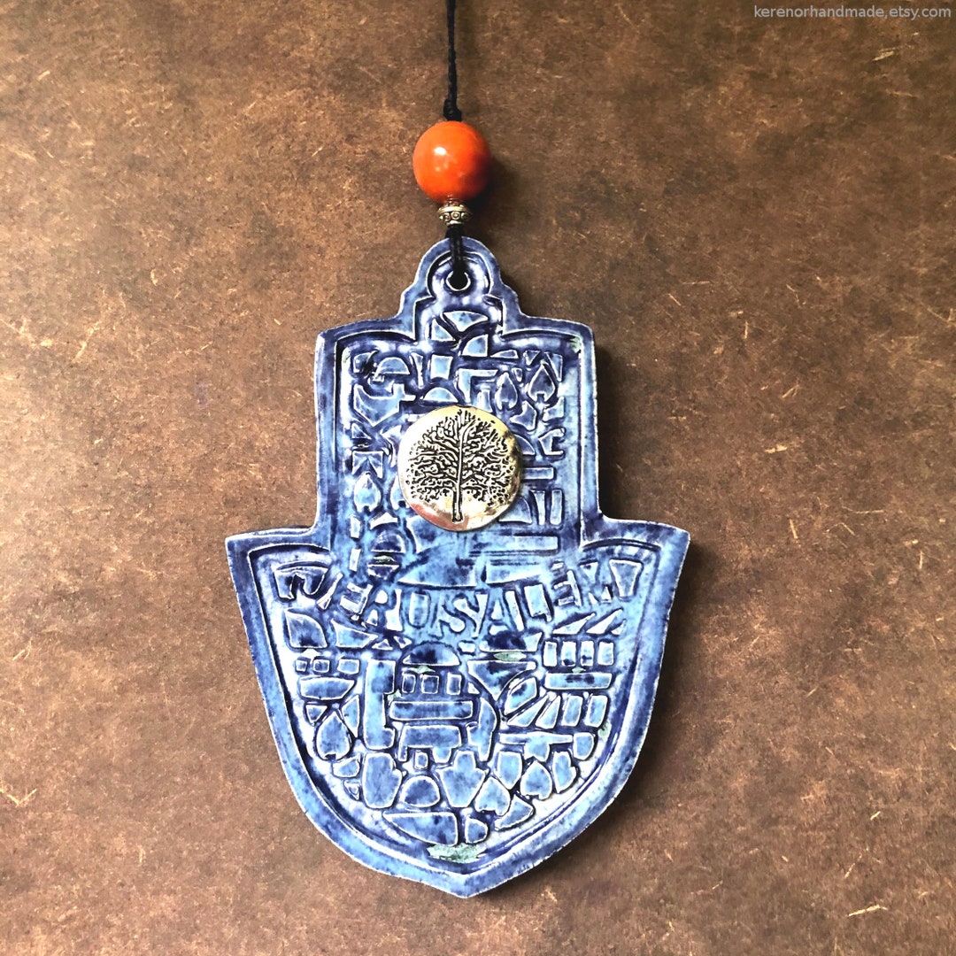 Hamsa Hand Ceramic Jerusalem Art Khamsa Wall Hanging Khamsa Tree of ...