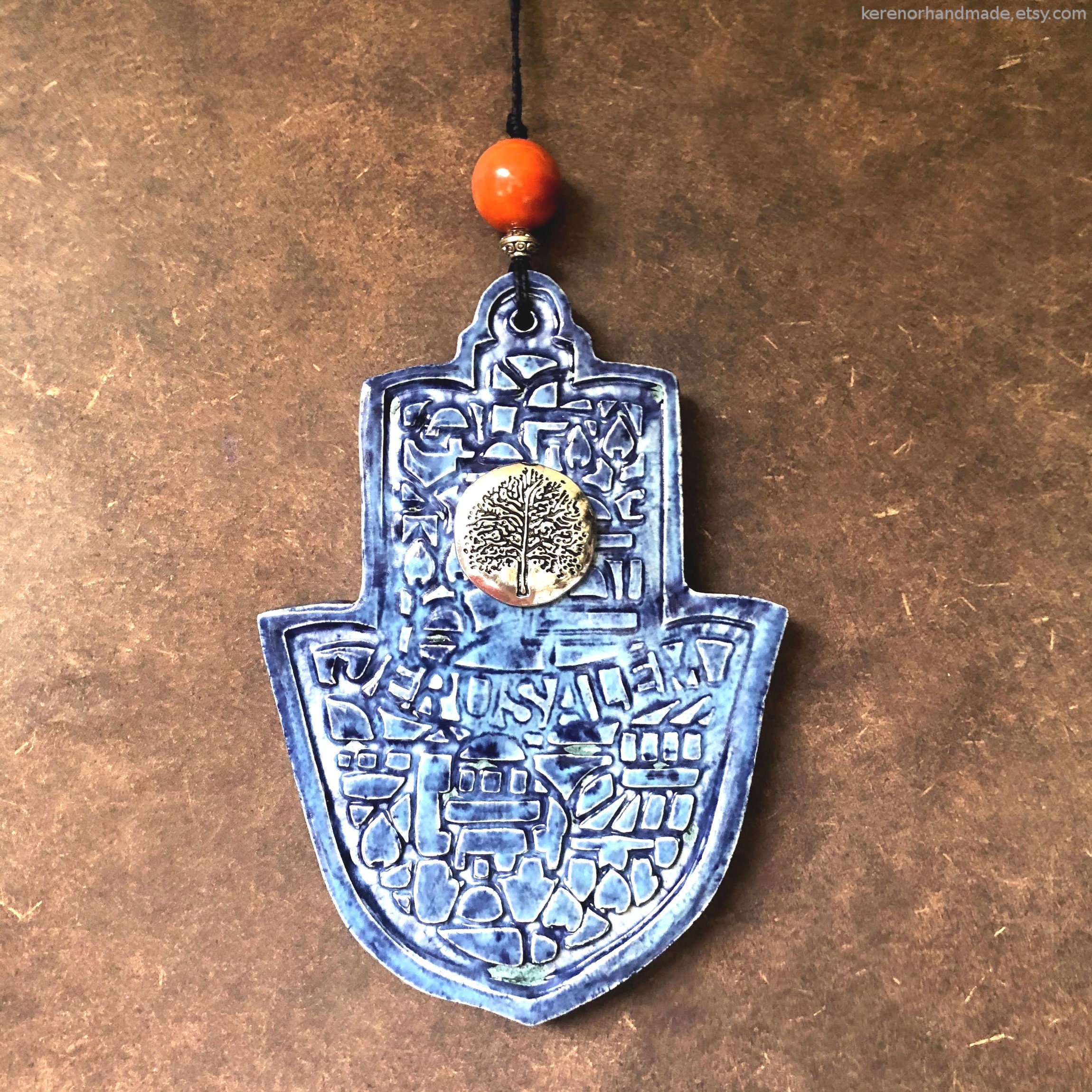 Hamsa Hand Ceramic Jerusalem Art Khamsa Wall Hanging Khamsa Tree of ...