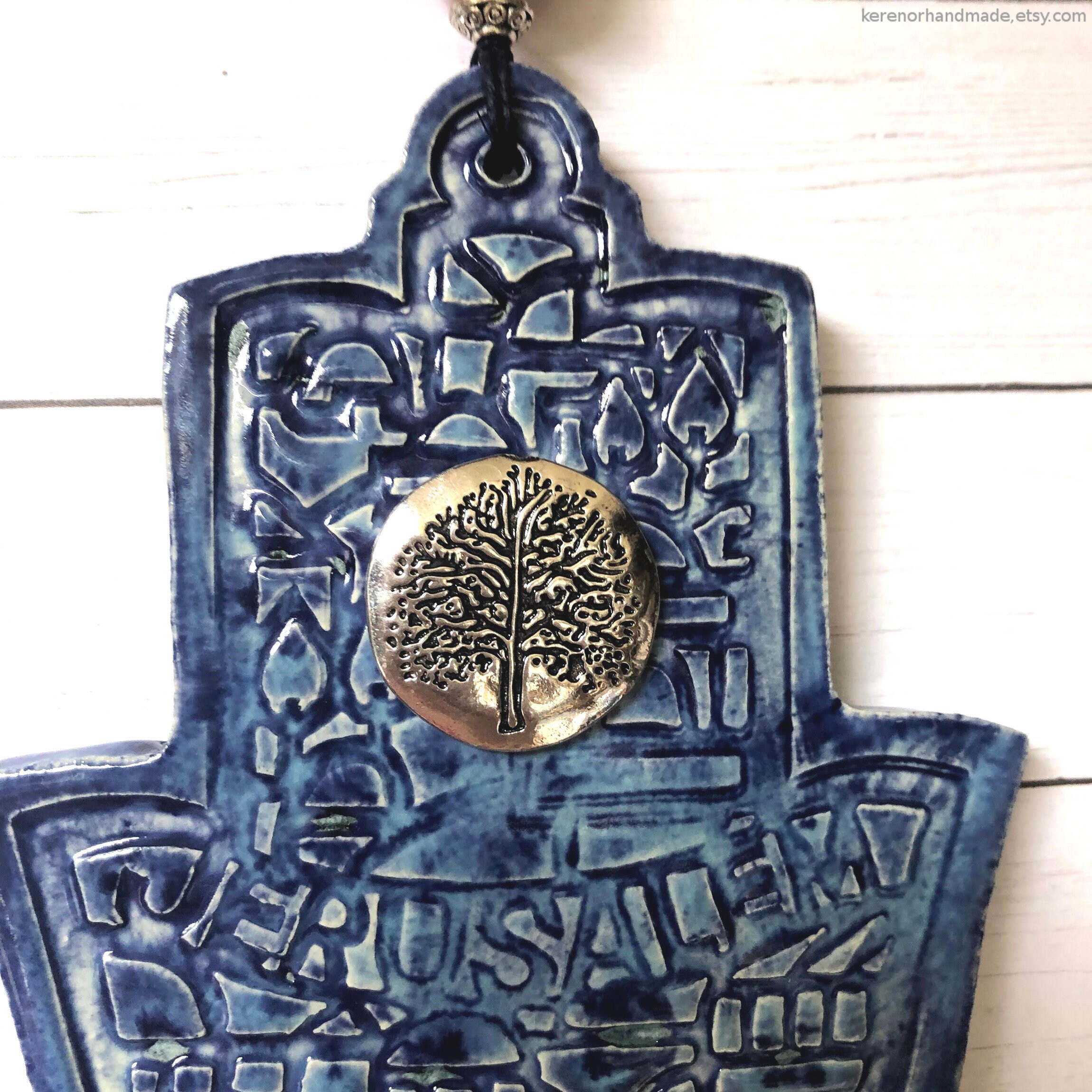 Hamsa Hand Ceramic Jerusalem Art Khamsa Wall Hanging Khamsa Tree of ...
