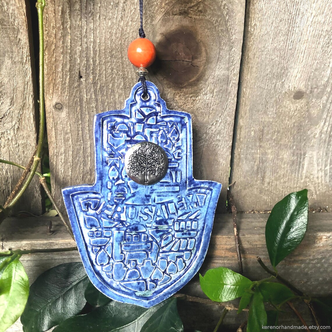 Hamsa Hand Ceramic Jerusalem Art Khamsa Wall Hanging Khamsa Tree of ...