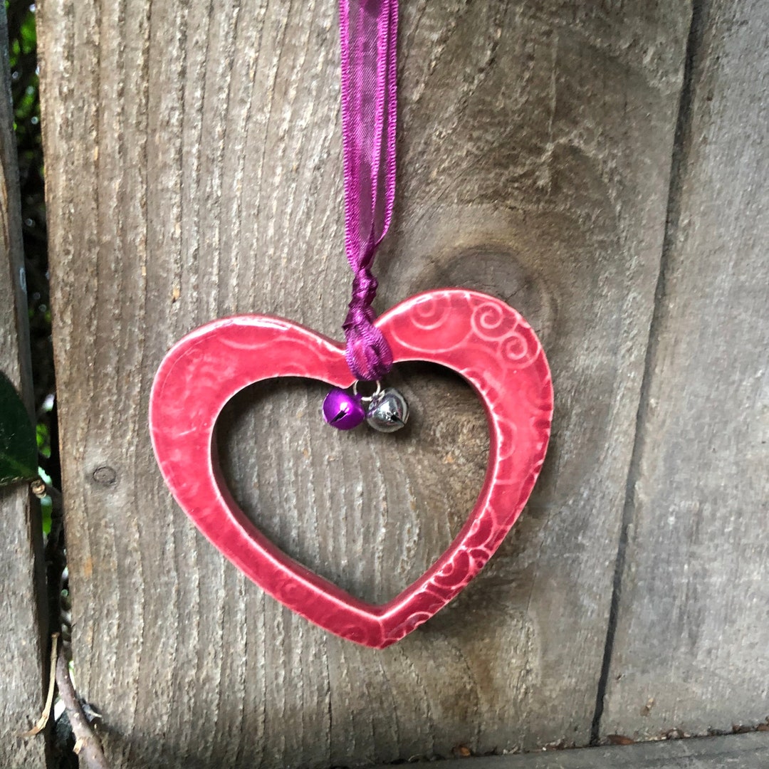 Heart Shaped Wall Art, Hanging Hearts, Ceramic Red Heart, Ceramic Heart ...