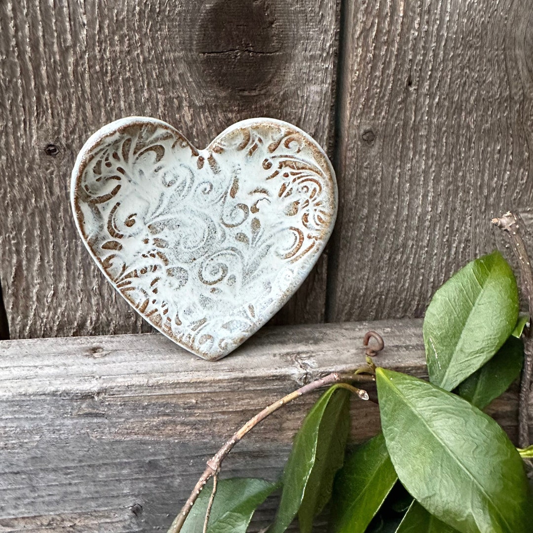Heart Dish, Heart-shaped Ceramic Dish, Heart Bowl, Silver White Dish ...