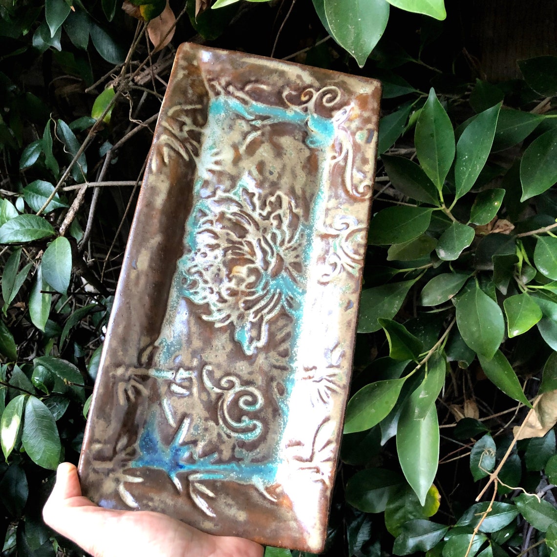 Handmade Ceramic Serving Tray Handmade Stoneware Tray Green | Etsy