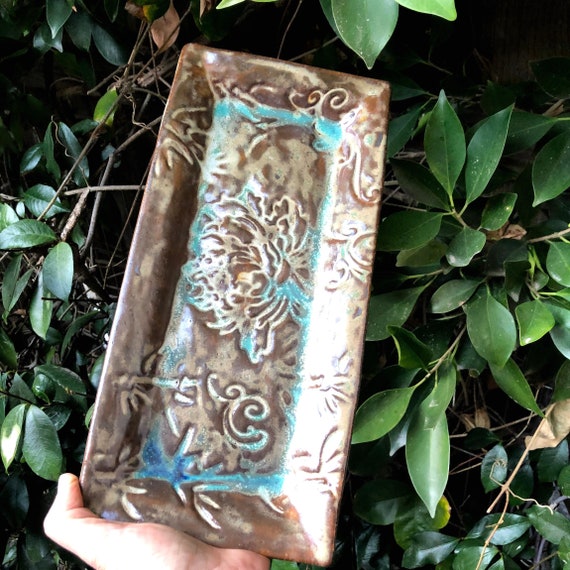 Handmade Ceramic Serving Tray Handmade Stoneware Tray Green | Etsy