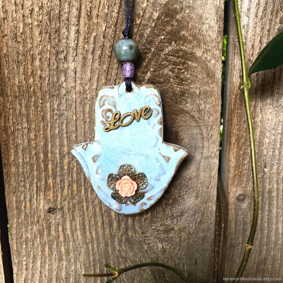 Hamsa hand wall art ceramic hamsa wall hanging hamsa art | Etsy