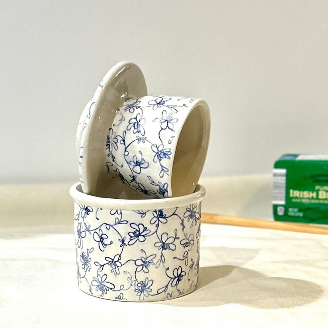 Butter Dish, Ceramic French-style Butter Keeper, European Vintage-style ...