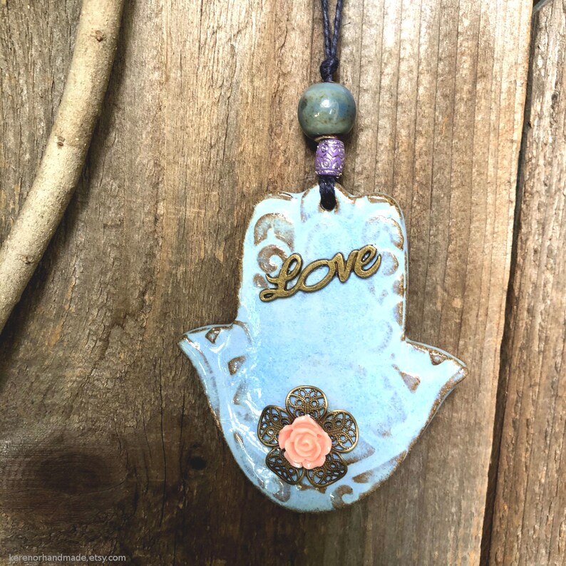 Hamsa hand wall art ceramic hamsa wall hanging hamsa art | Etsy