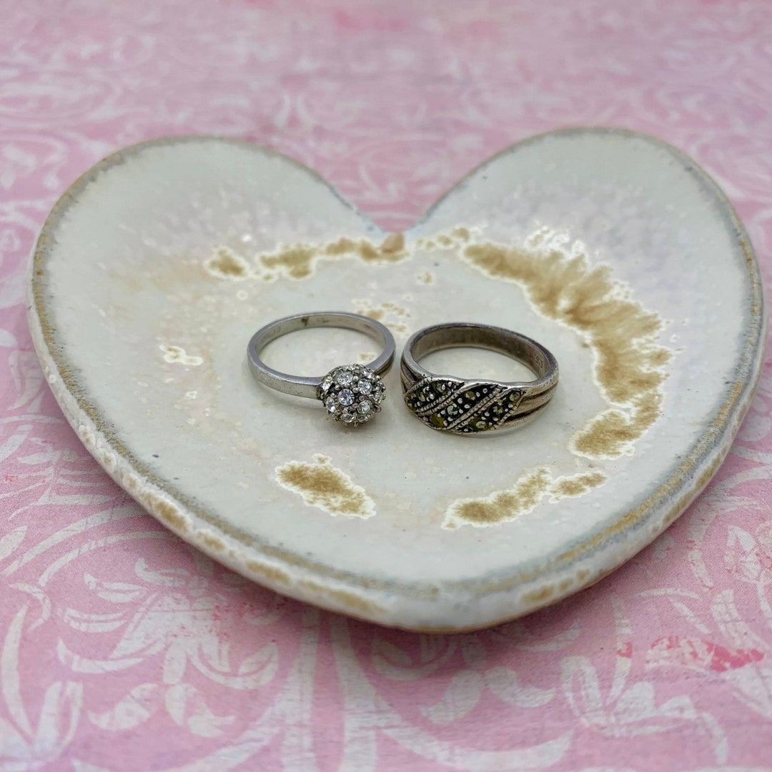 Caramel Heart Ring Dish: Handmade Stoneware Pottery Gift - Etsy
