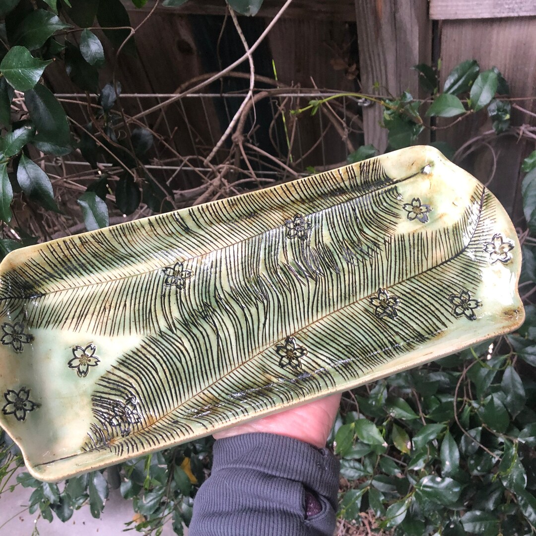 Serving Platter Green Pottery, Green Pottery Serving Tray, Pottery ...
