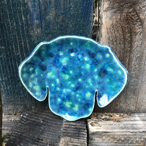 Handcrafted Dog-shaped Ceramic Dish in Dark Sea Green, Delightful ...