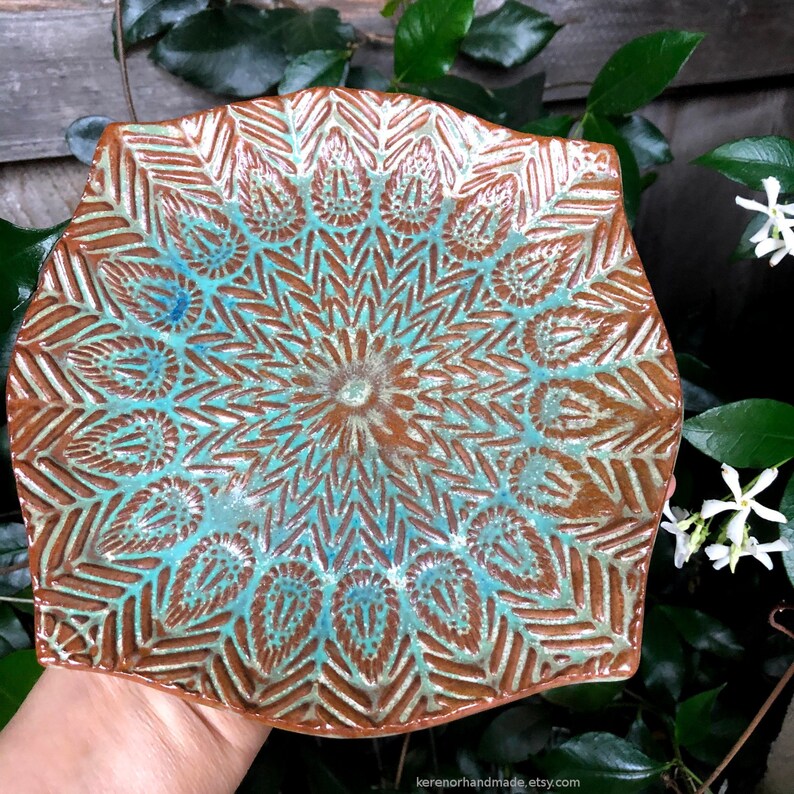 Handmade Ceramic Serving Tray, Ceramic Tray, Stoneware Fruit Platter ...