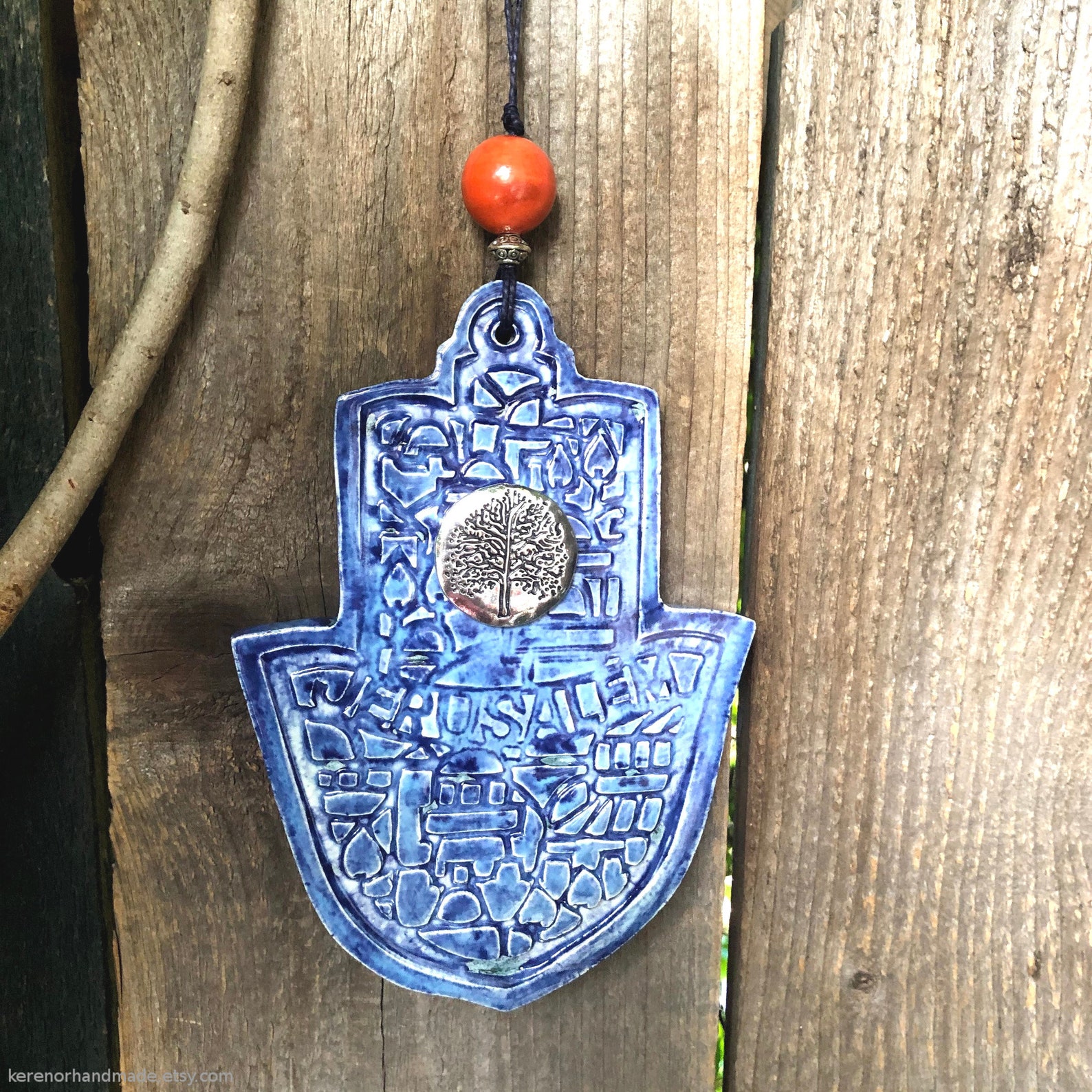 Hamsa Hand Ceramic Jerusalem Art Khamsa Wall Hanging Khamsa Tree of ...