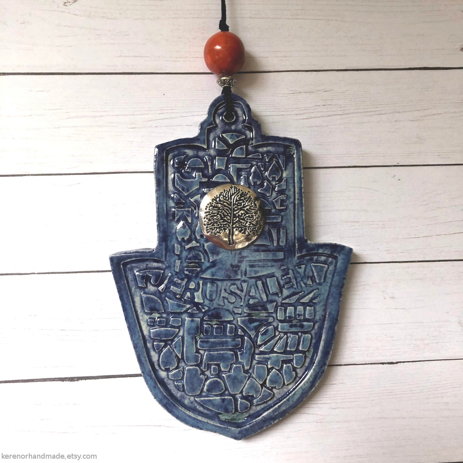 Hamsa Hand Ceramic Jerusalem Art Khamsa Wall Hanging Khamsa Tree of ...