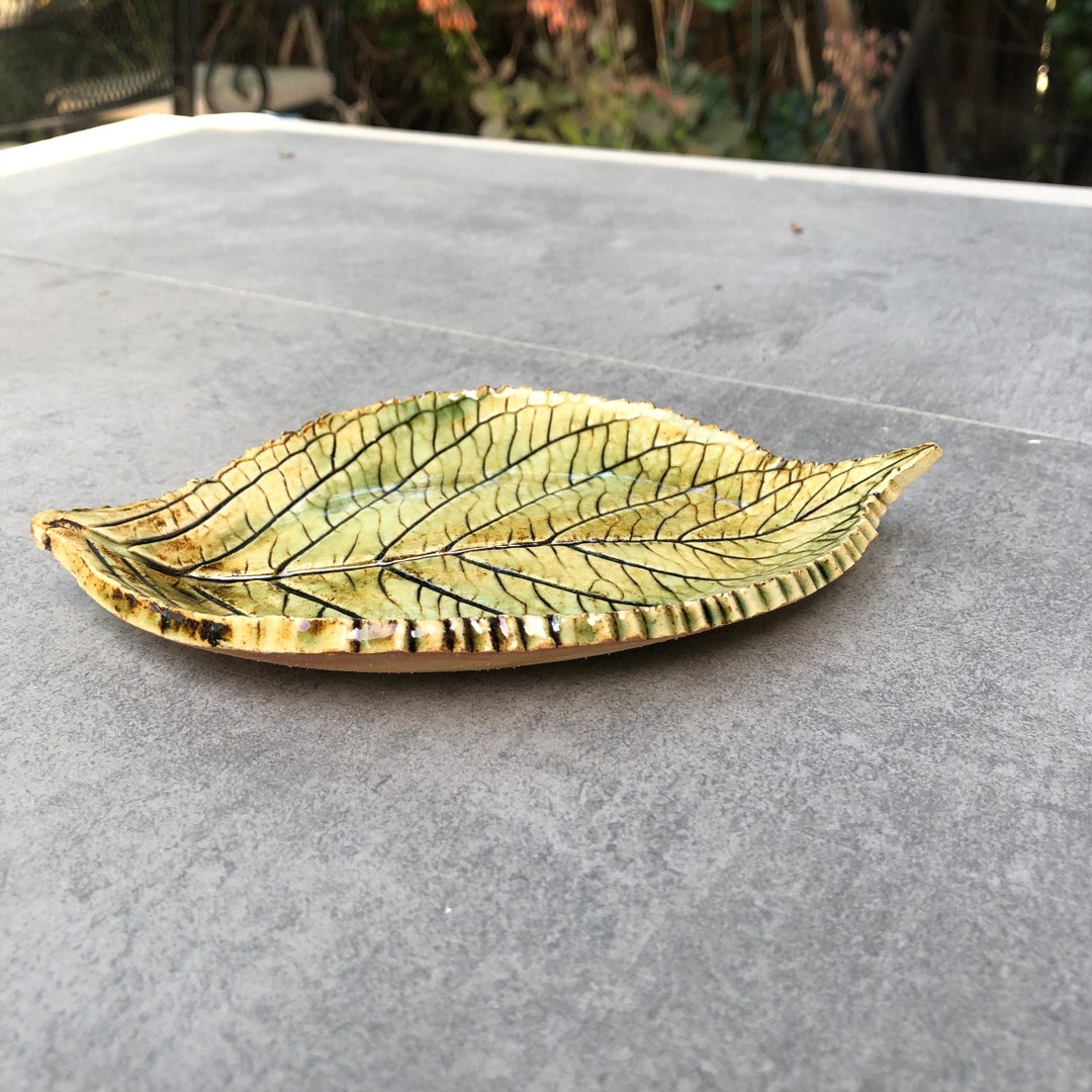 Hydrangea Leaf Jewelry Dish Pottery, Ceramic Hydrangea Leaf Guest Soap ...