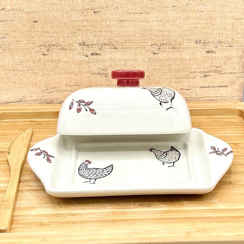 Red Butter Dish - Etsy