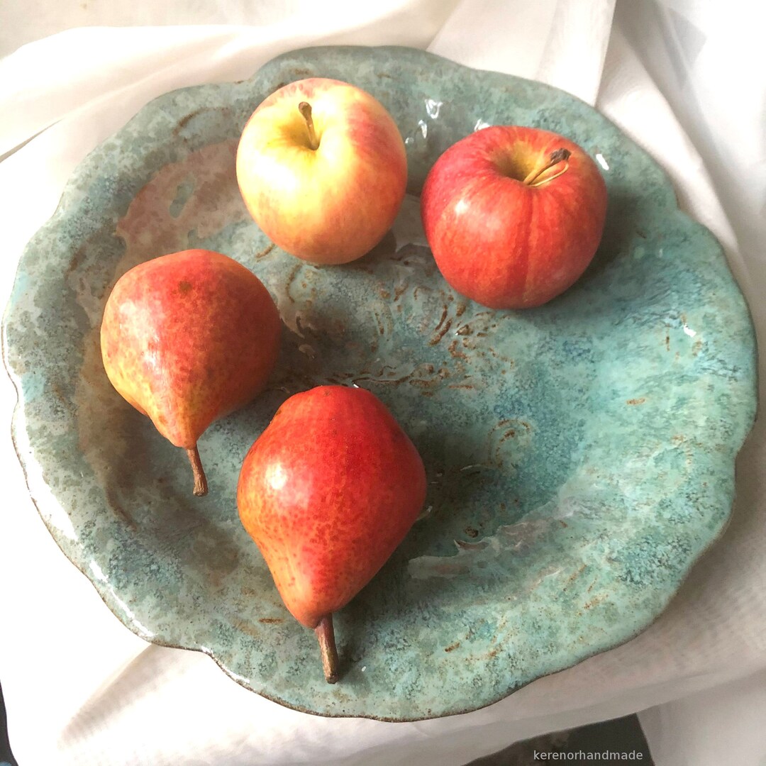 Handmade Ceramic Serving Tray, Handmade Pottery Serving Tray, Green ...