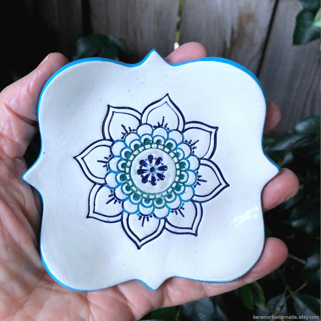 Ceramic Mandala Dish, Ceramic Jewelry Dish, Yoga Mandala Dish, Yoga ...