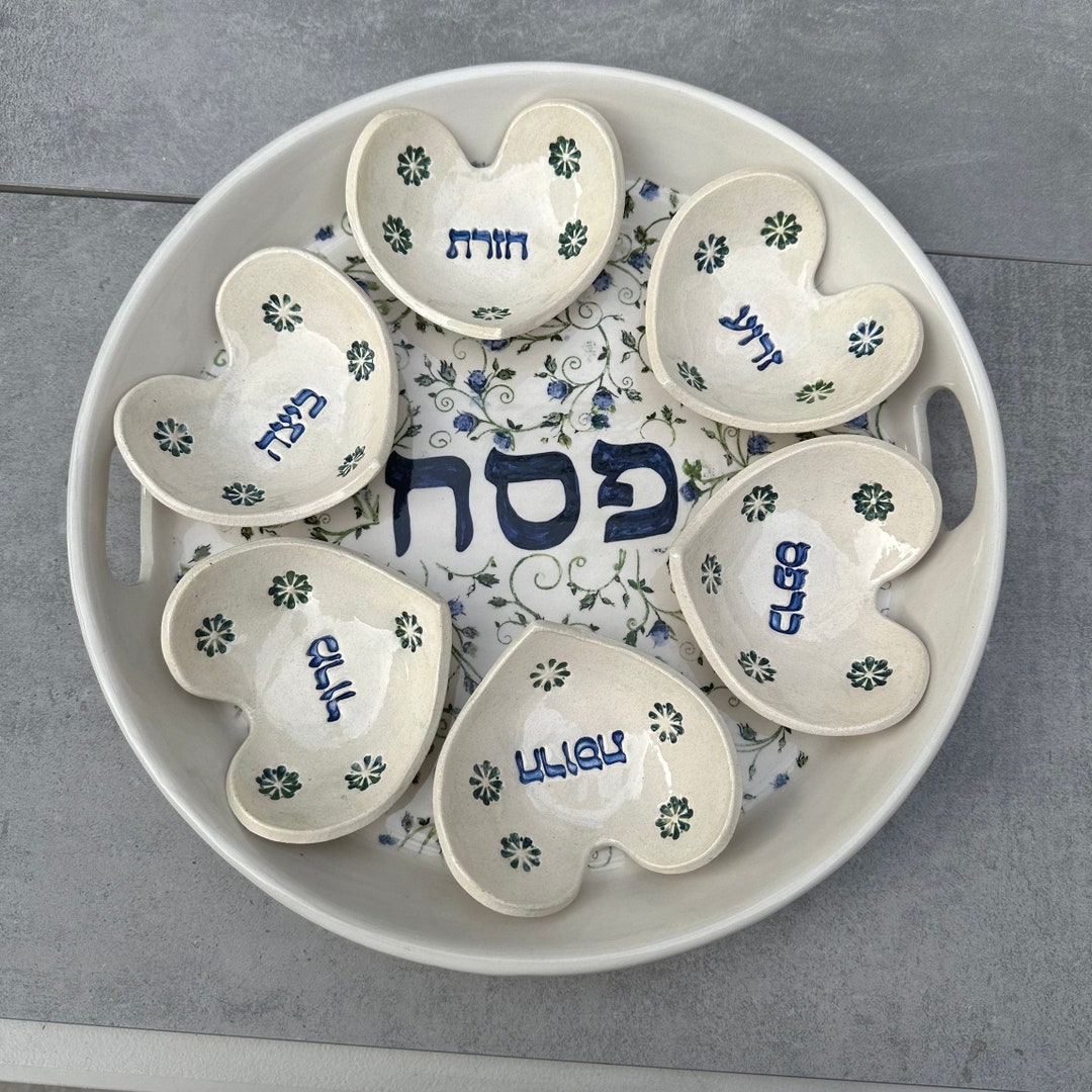 Seder Plate, Beautiful Ceramic Passover Seder Plate With Heart-shaped ...