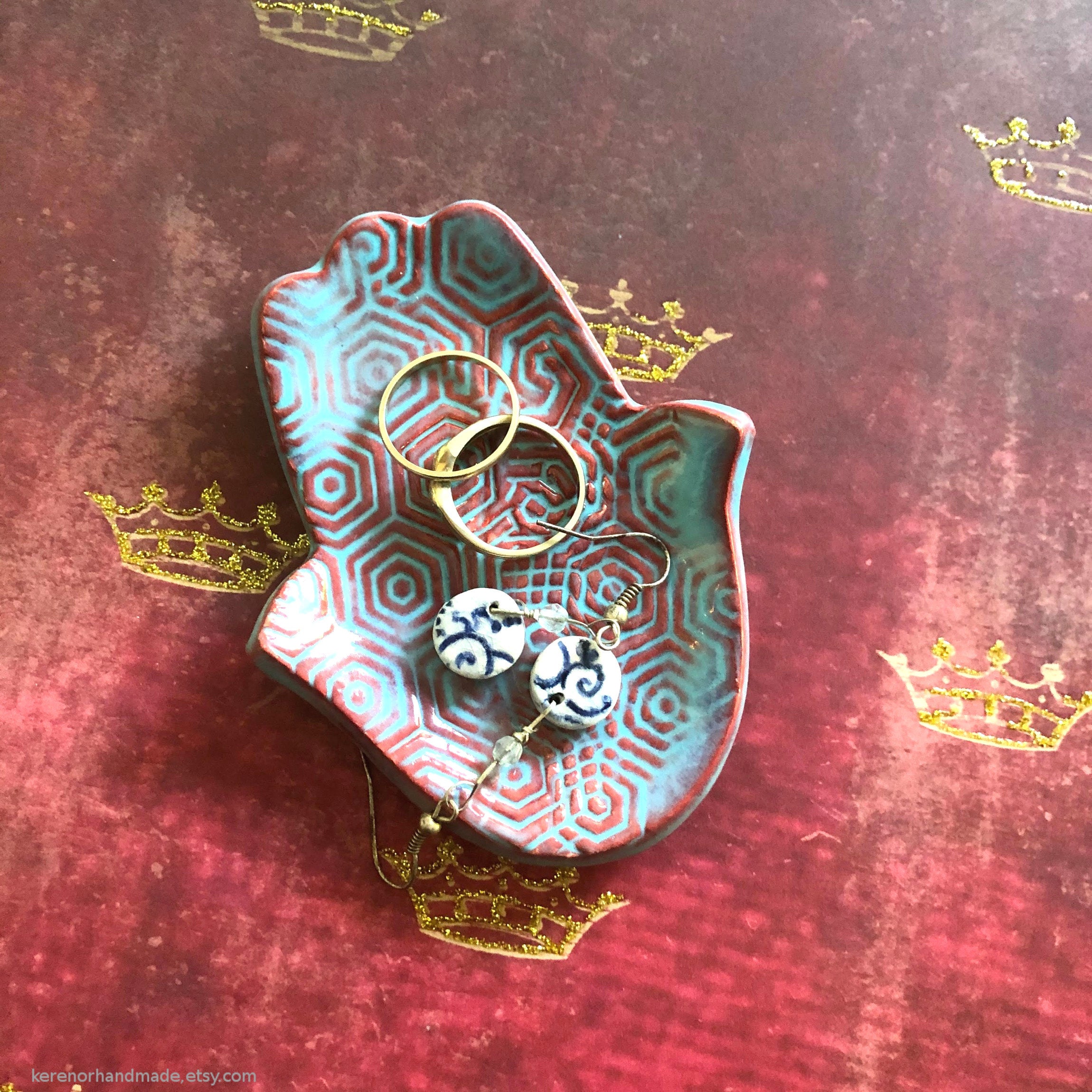 Ceramic Hamsa Dish Hamsa Shaped Ring Dish Ceramic Hamsa | Etsy