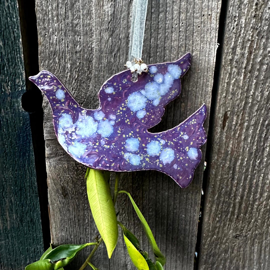 Dove Ornament, Handcrafted Ceramic Dove Ornament, Flying Dove Pottery ...