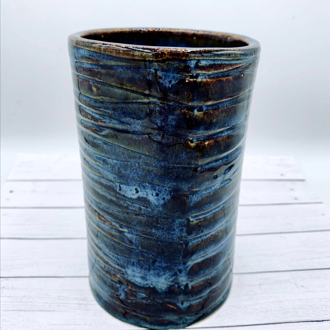Flower Vase Pottery Handmade Stoneware Vase Blue Pottery - Etsy