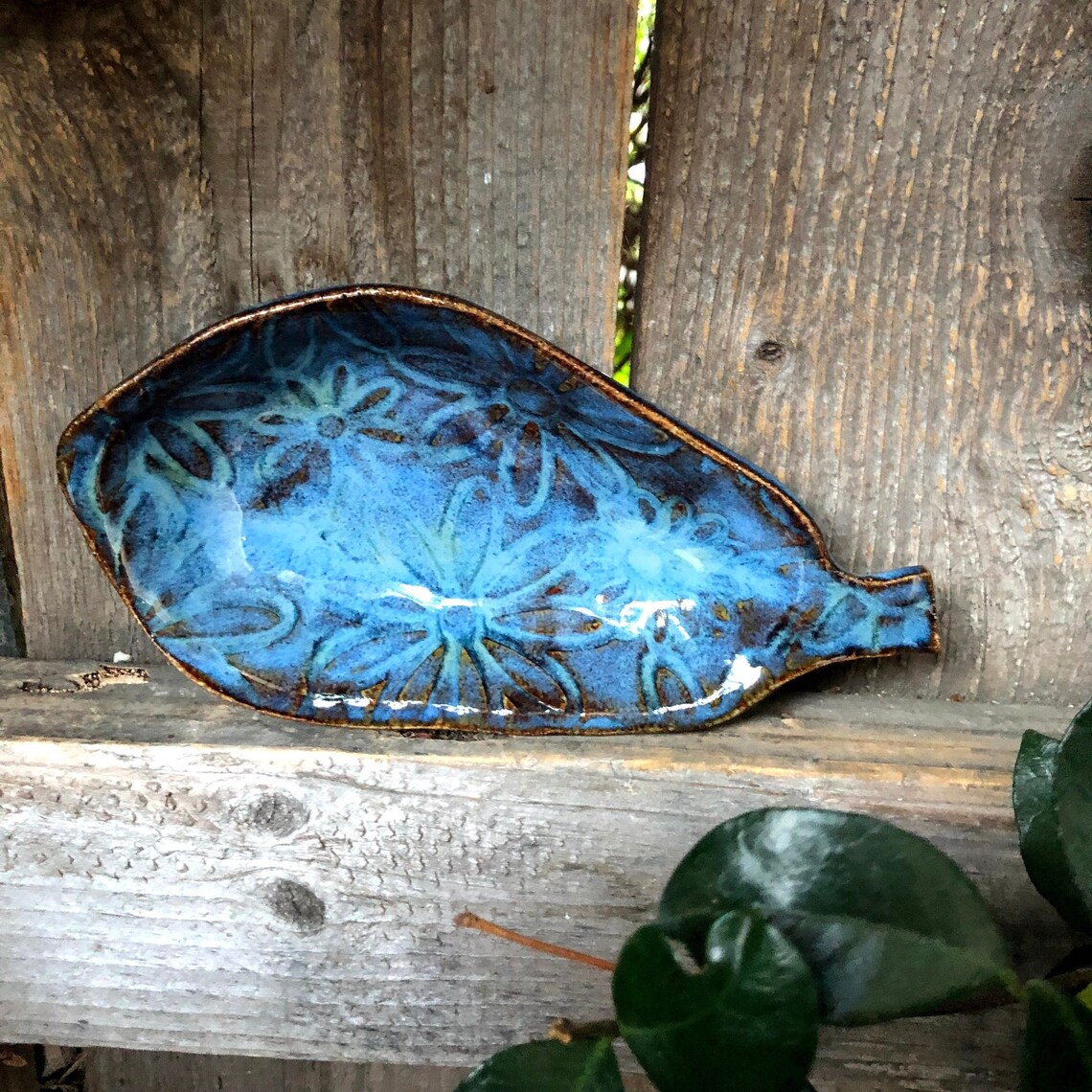 Pear Shaped Jewelry Dish, Blue Pottery Pear Shaped Sage Bundle Smudging ...