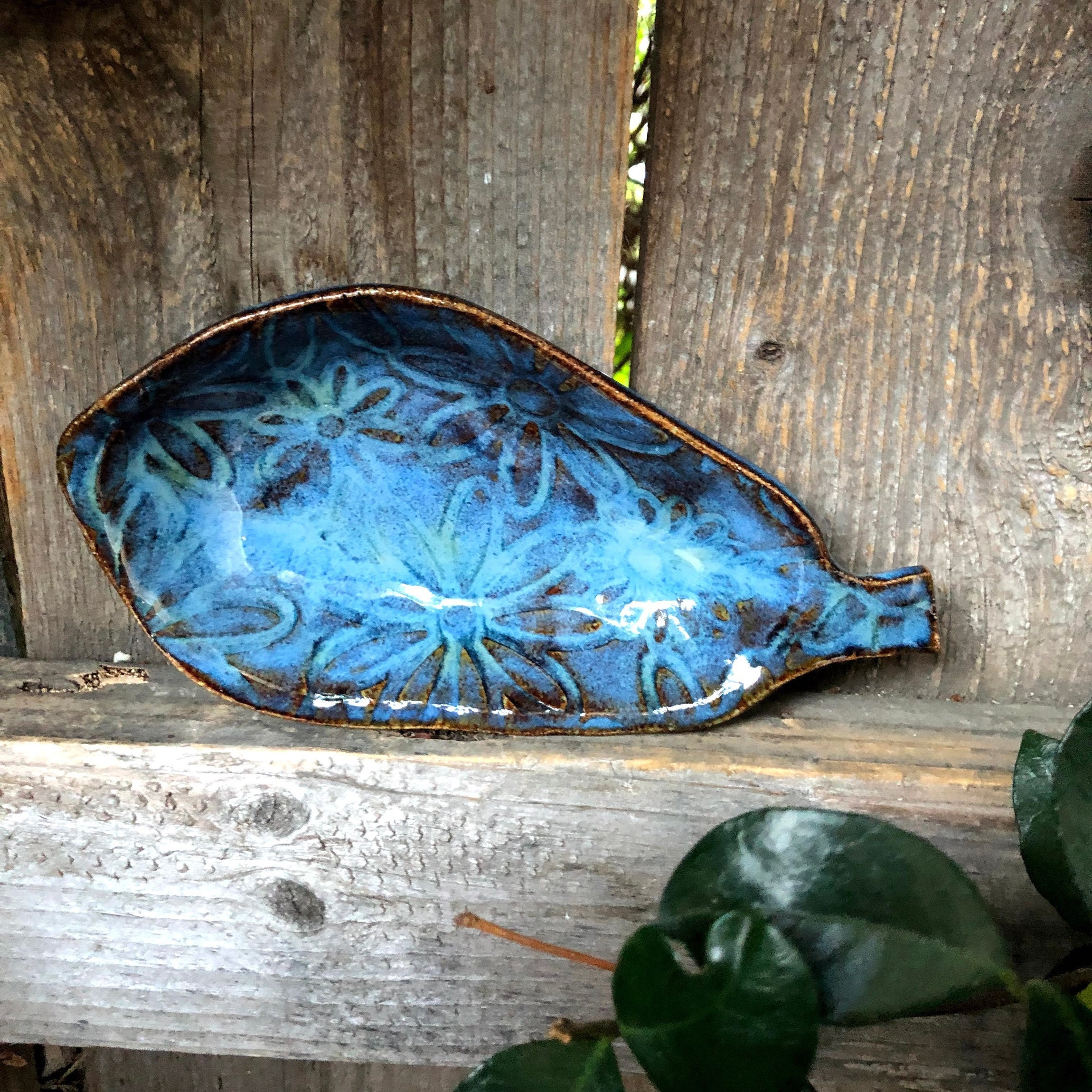 Pear Shaped Jewelry Dish, Blue Pottery Pear Shaped Sage Bundle Smudging ...